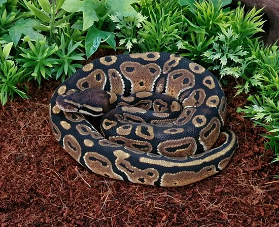 Mahogany Het Red Axanthic 66% Het Pied Ball Python by D&H Royals